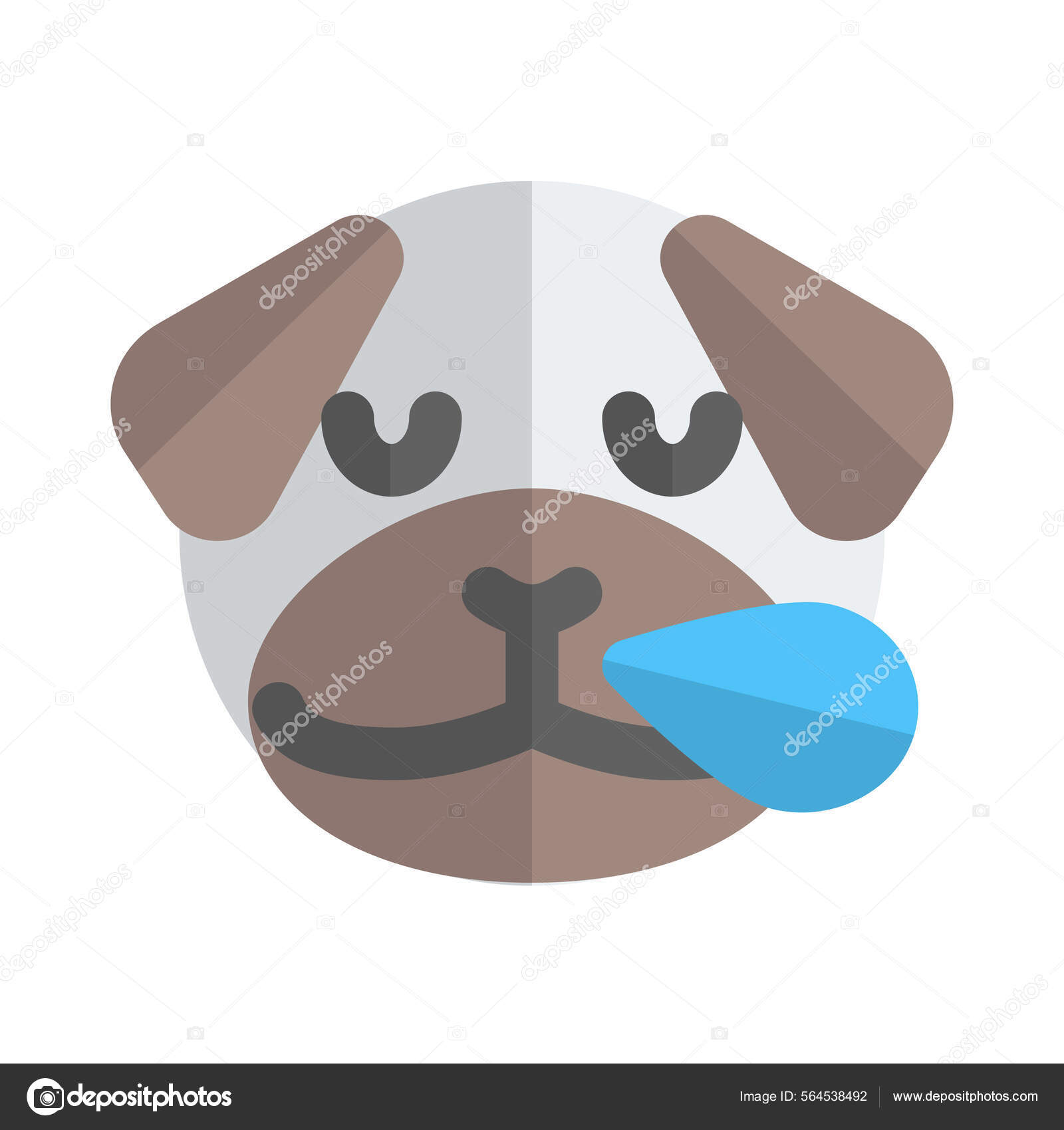 Pug Dog Snoring Sweat Drop Nose Stock Vector Image by ©get4net #564538492
