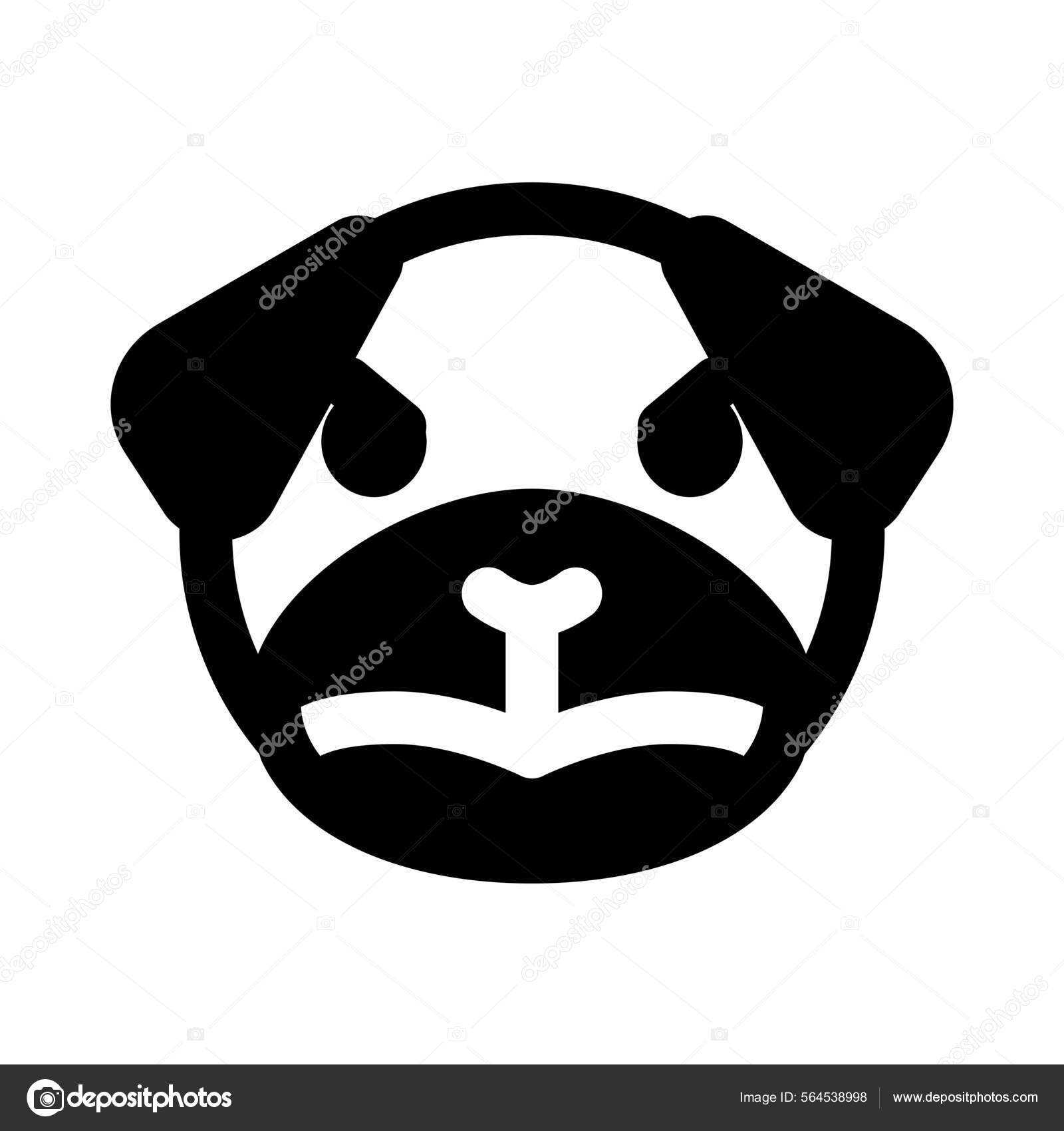 Upset Pug Dog Emoji Angry Face Raised Eyebrows Stock Vector Image by ...