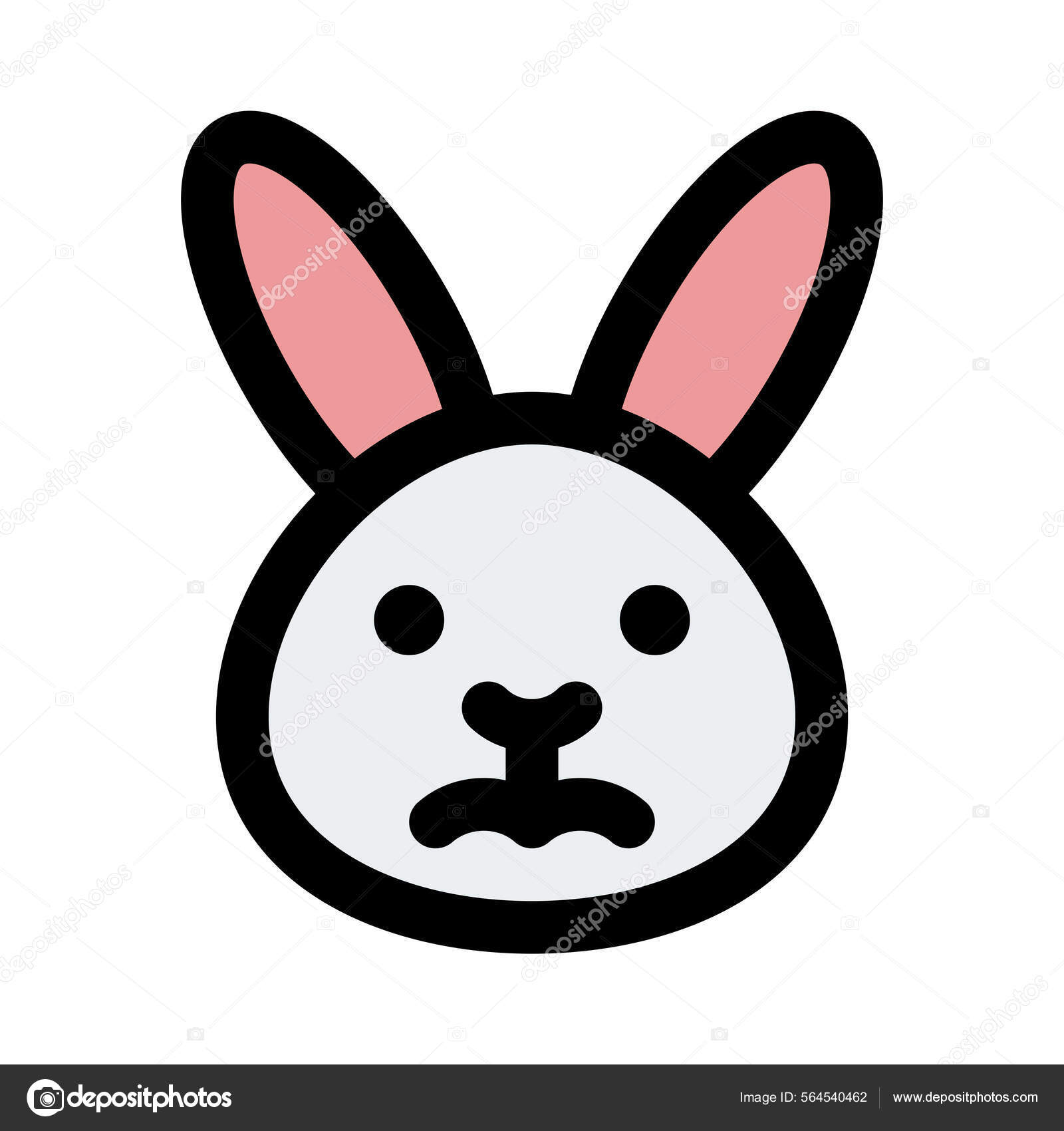 Sad Rabbit Frowning Pictorial Representation Chat Emoticon Векторное ...