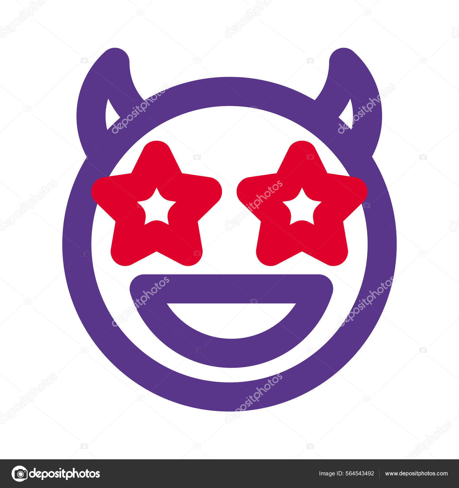 Happy Evil Shining Star Struck Horns Stock Vector Image by ©get4net ...