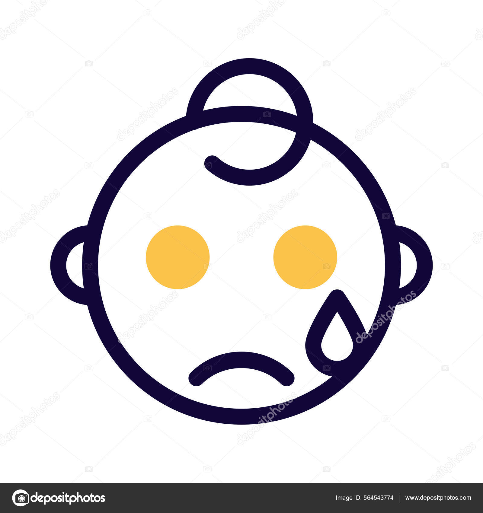 Sad Baby Crying Tear Drop Flowing Stock Vector by ©get4net 564543774