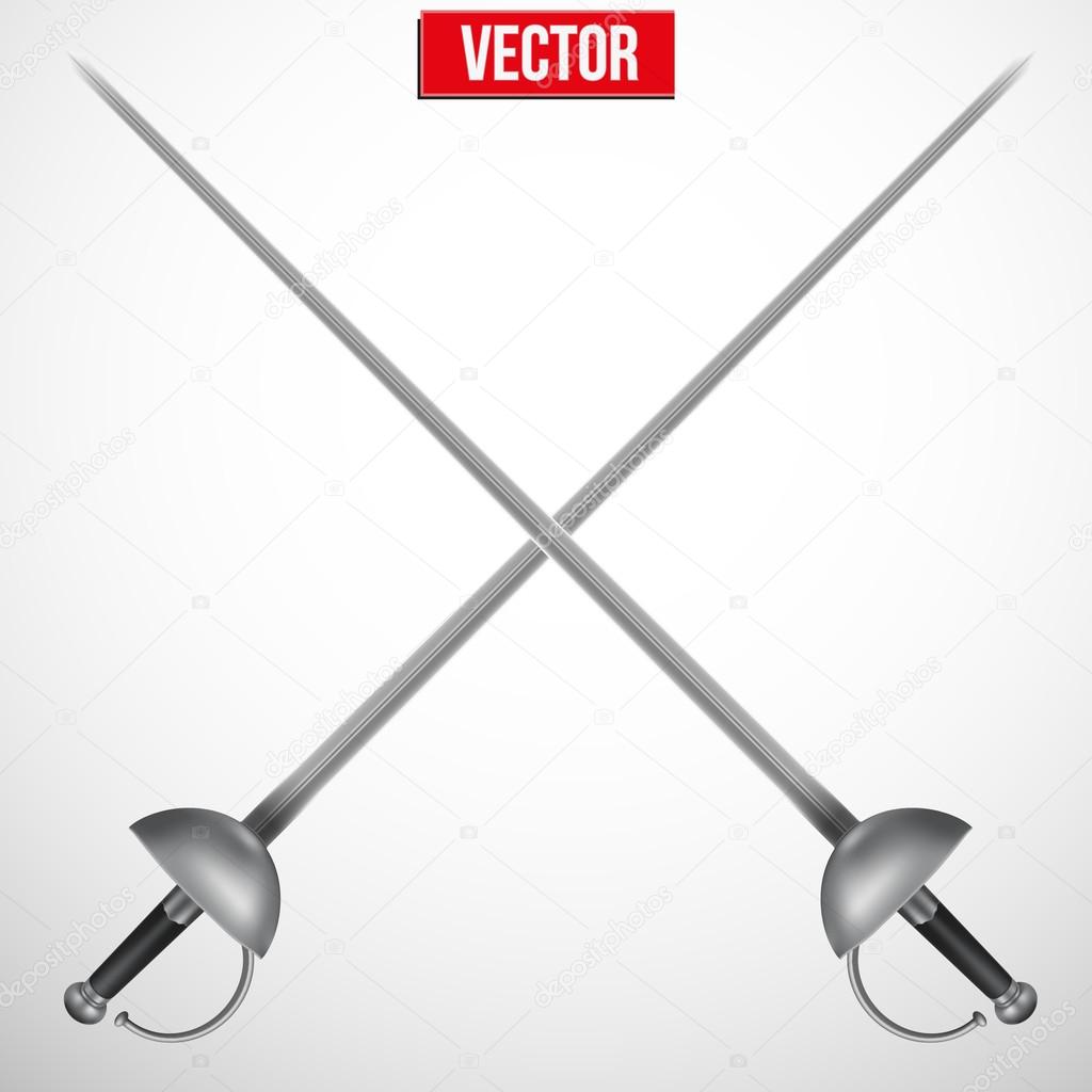 Par de espadas de esgrima. ilustración vectorial realista — Vector de ...