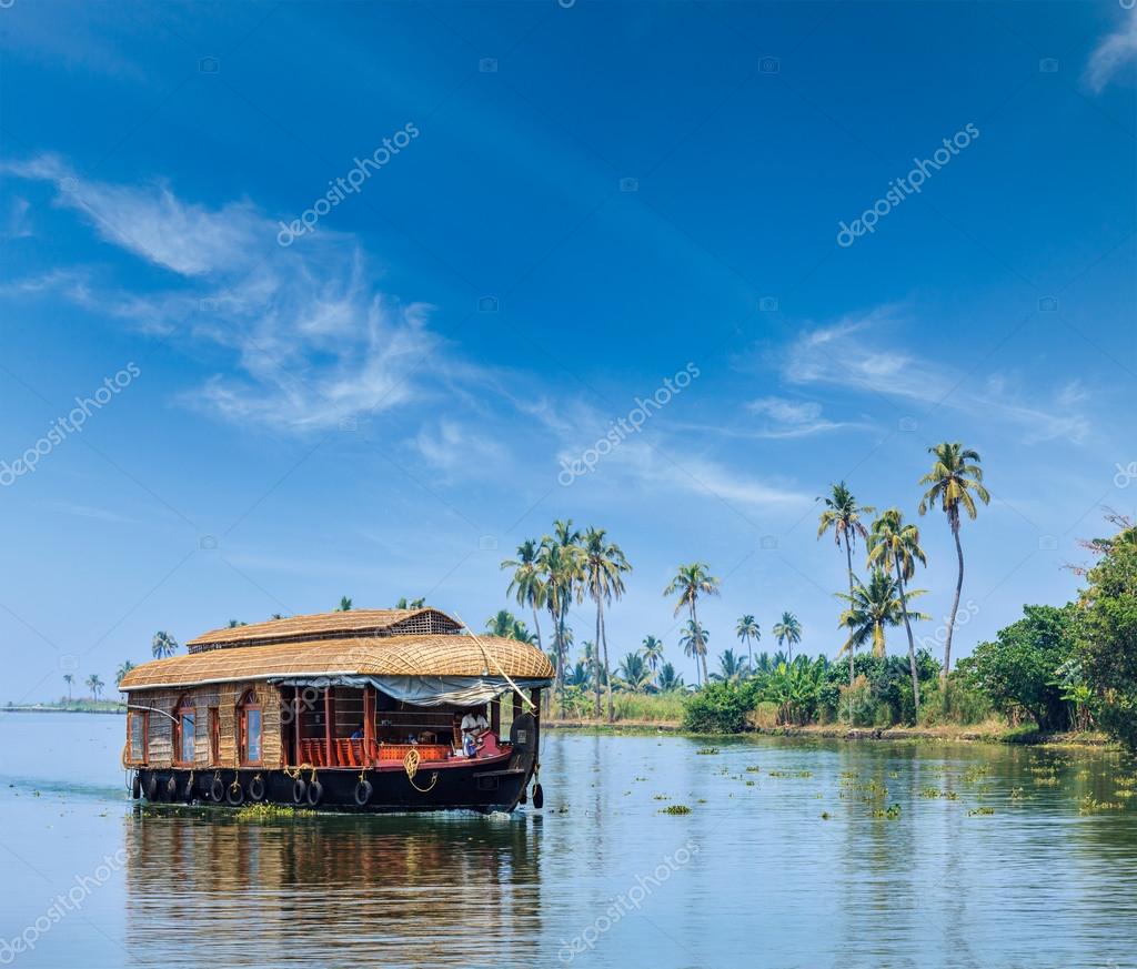Houseboat on Kerala backwaters, India — Stock Photo © DmitryRukhlenko ...