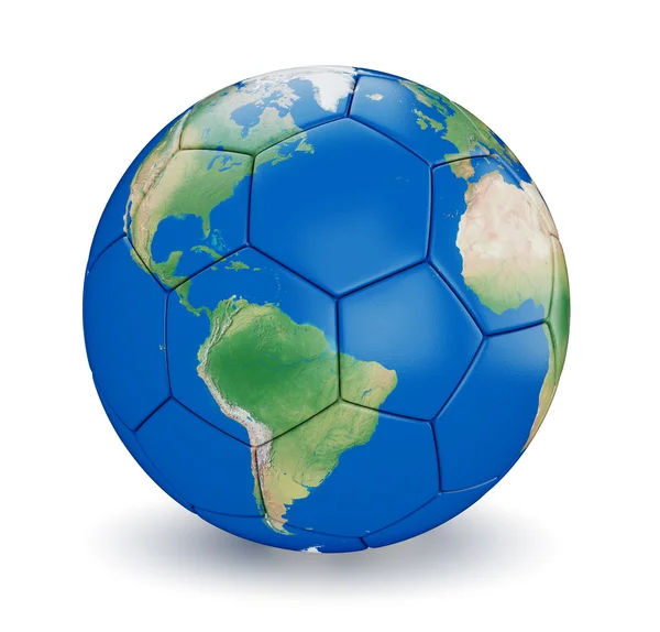 Globe map on soccer ball isolated on white background Stock Photo by ...