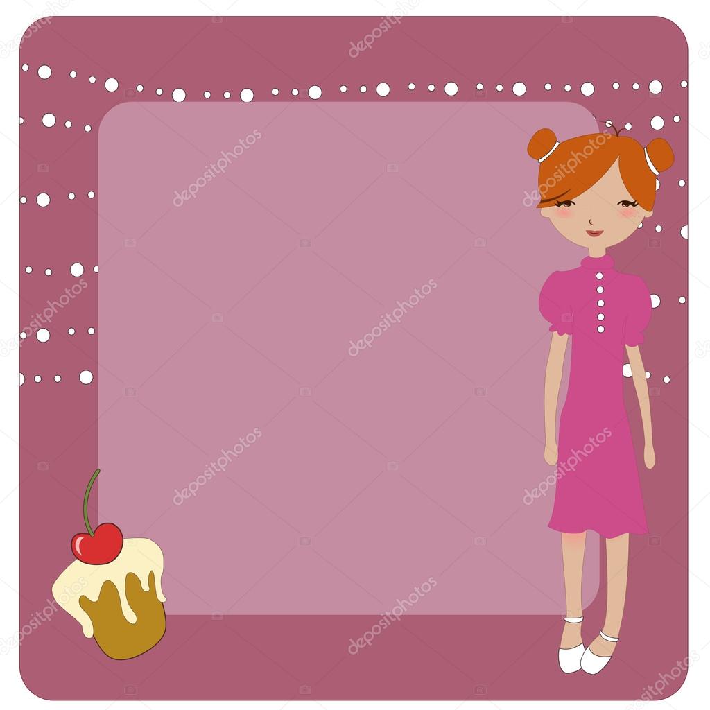 Invitation frame with funky Young girl Stock Illustration by ...