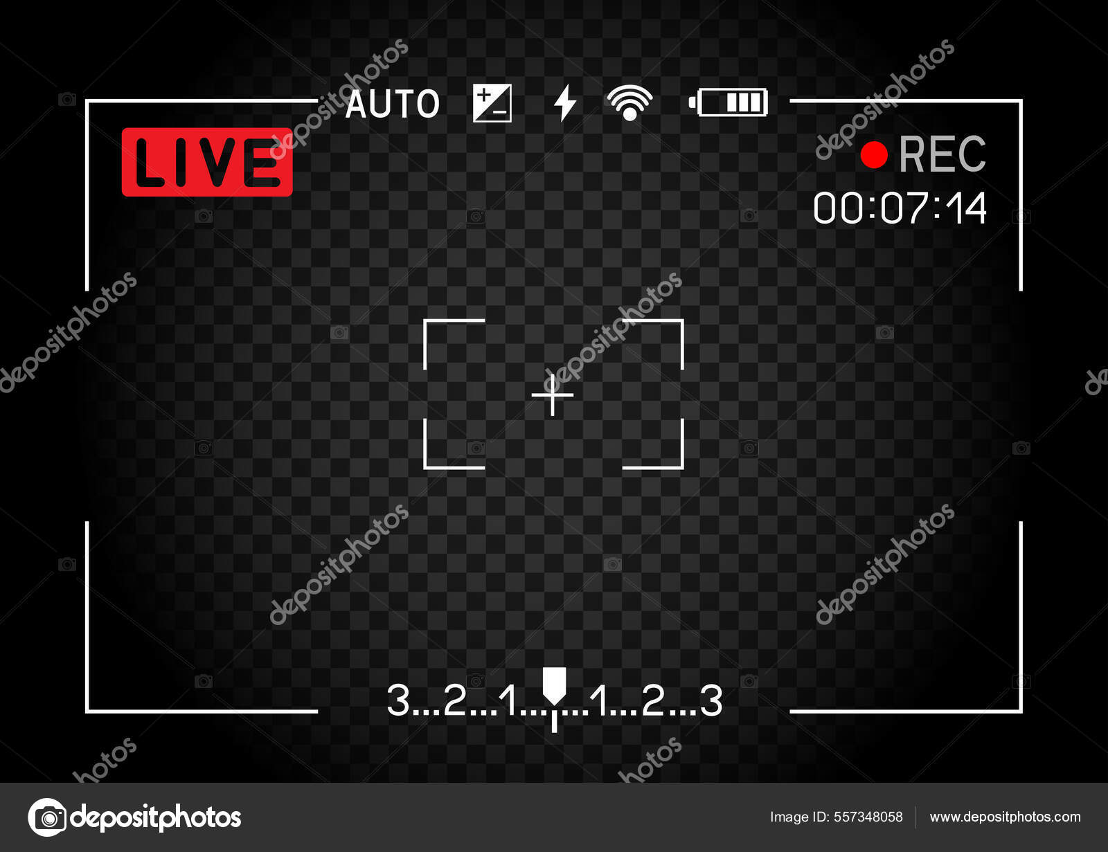 Rec camera viewfinder with live record sign symbol Stock Vector by ...