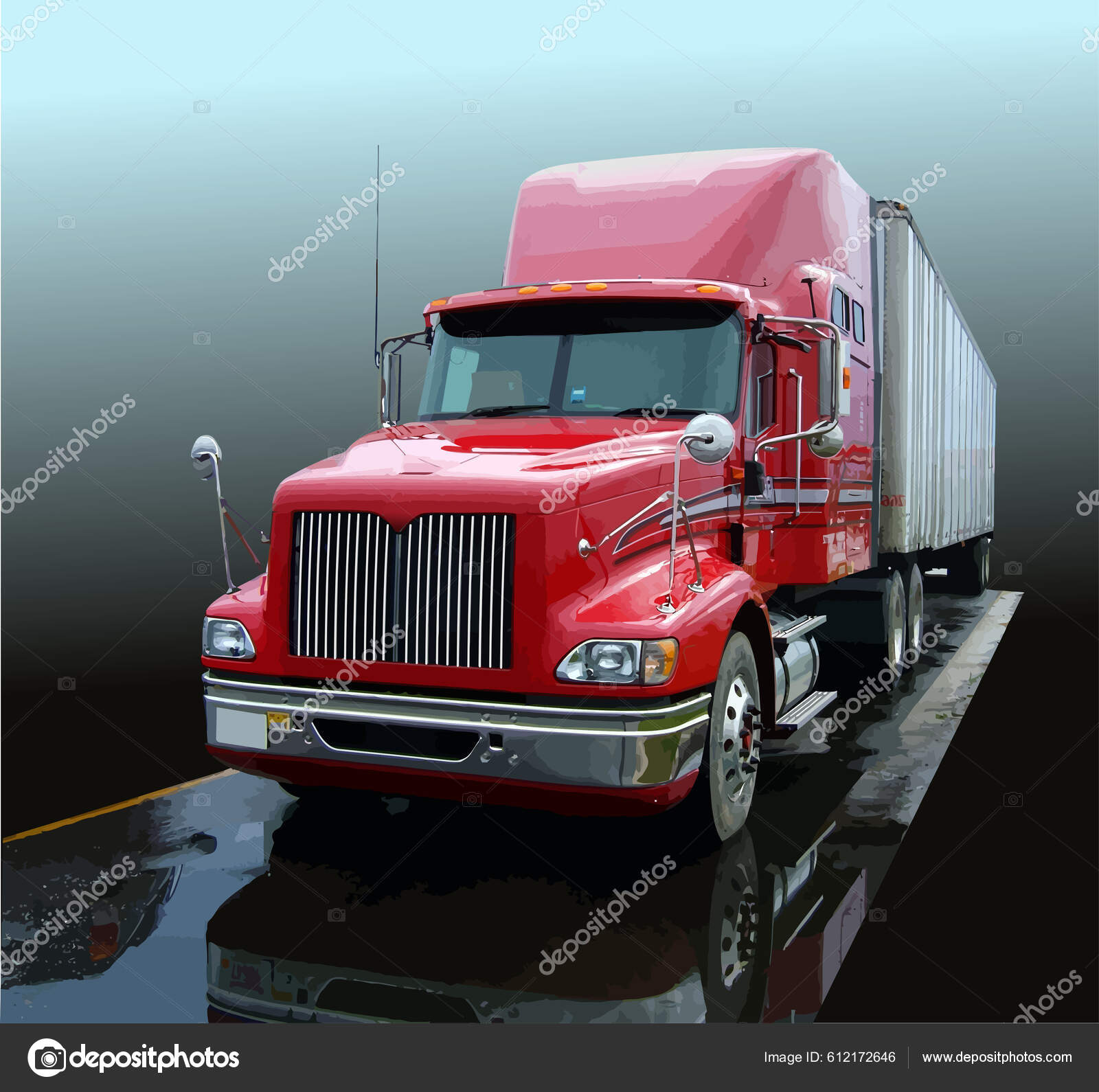 Vector Illustration Red Truck Lorry Stock Vector by ©leonido 612172646