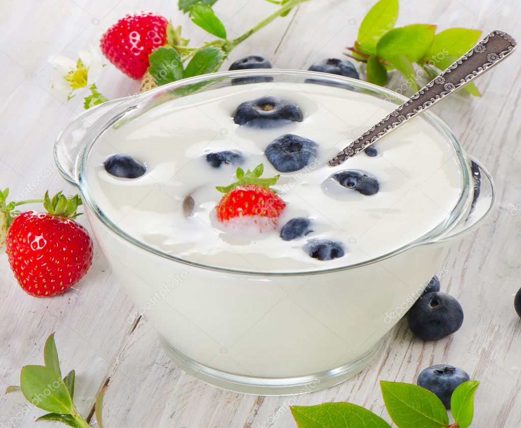 Yogurt with berries — Stock Photo © bit245 #30223051