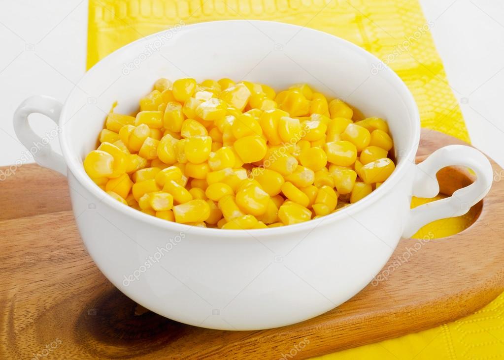 Sweet corn in white bowl — Stock Photo © bit245 #44126005