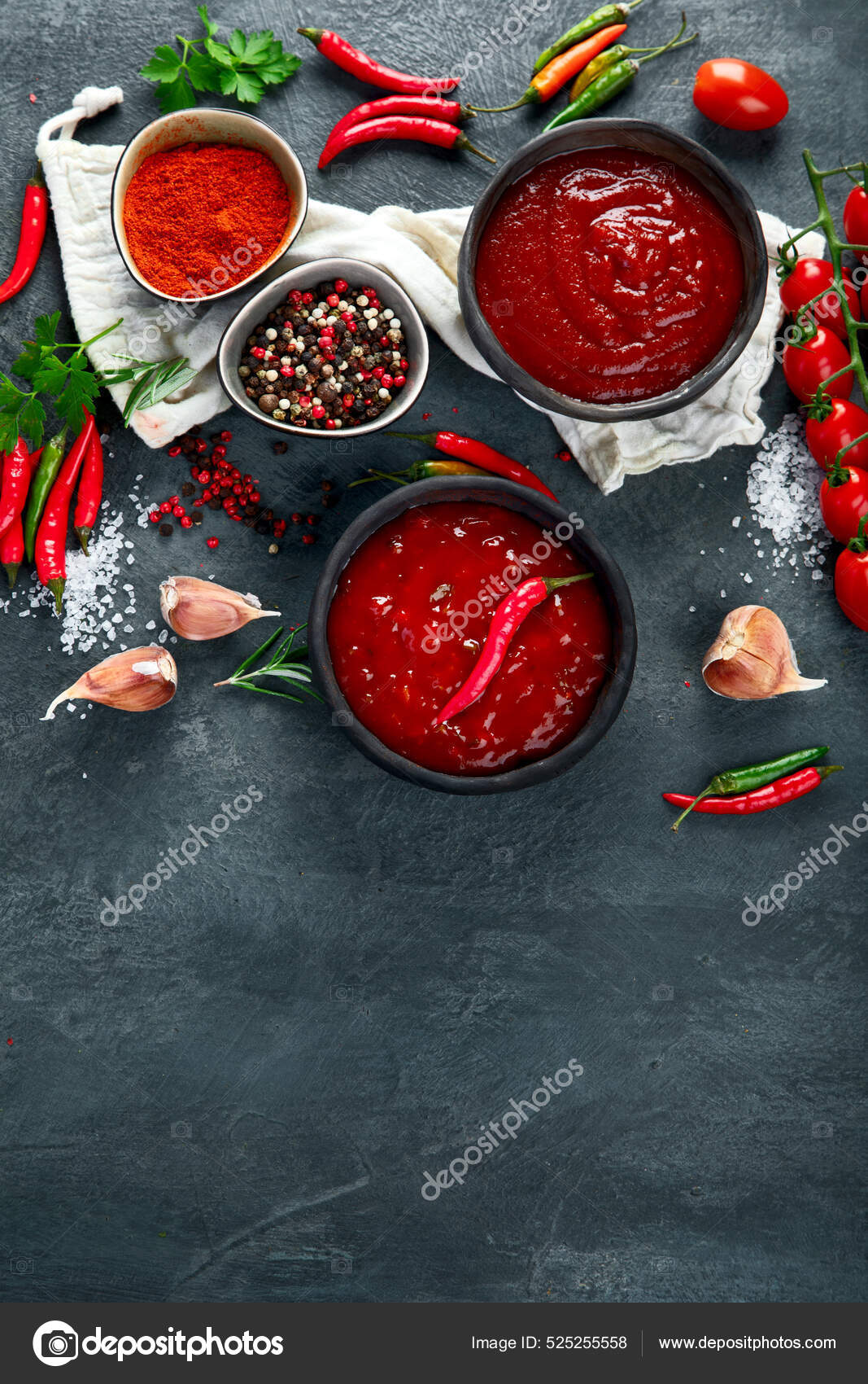 Spicy Hot Chilli Tomato Sauce Gray Background Traditional Hot Sauce ...