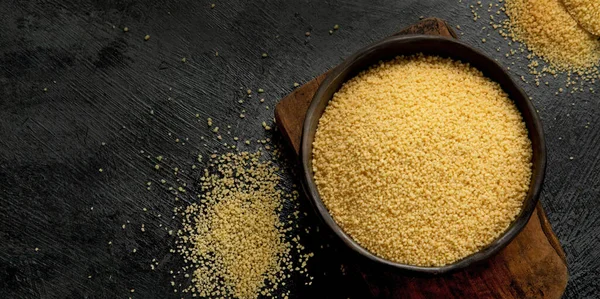 Couscous Dark Background Traditional Whole Grain — Stock Photo © bit245 ...