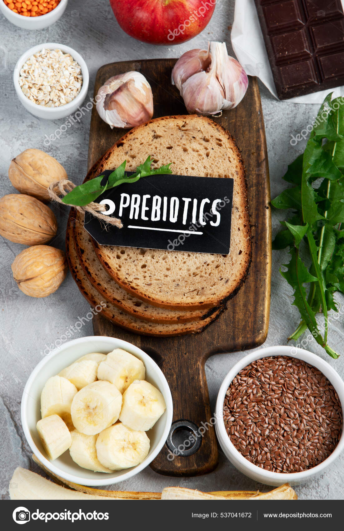 Best Sources Prebiotic Light Background Healthy Gud Top View Flat Stock ...