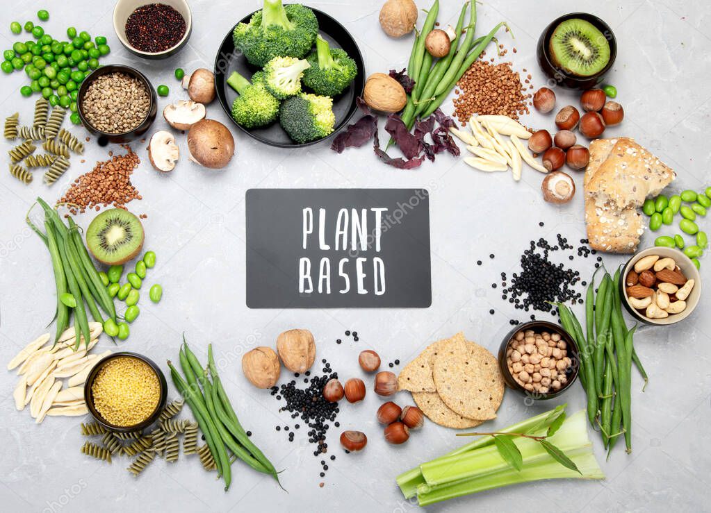 Fuentes alimentarias de la dieta vegetal. Dieta saludable con legumbres ...