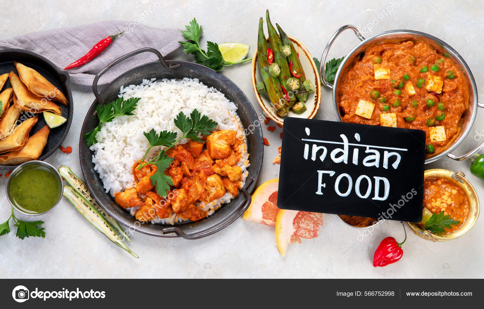 Indian Food Assortment Light Background Traditional Food Concept Dishes ...