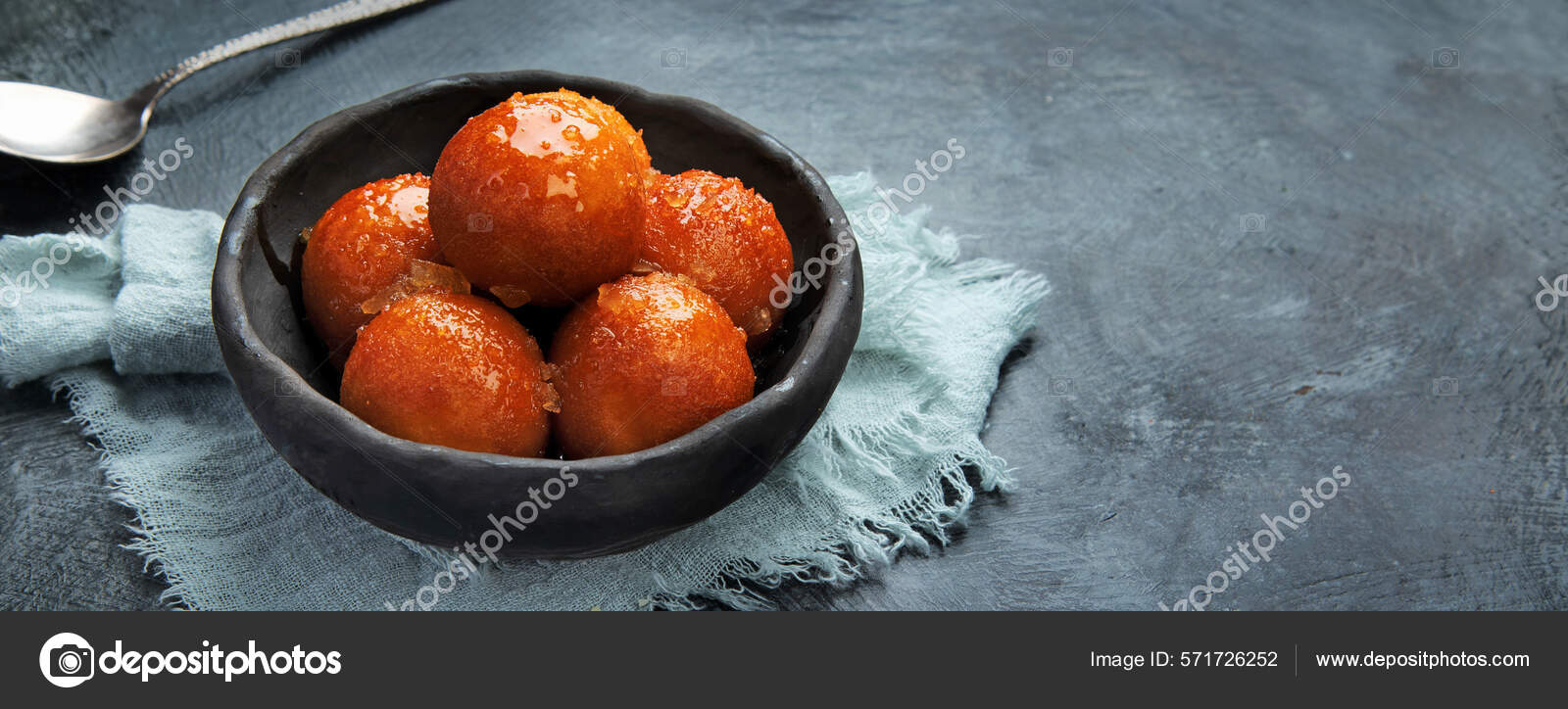 Gulab Jamun Gray Background Traditional Oriental Food Concept Indian ...