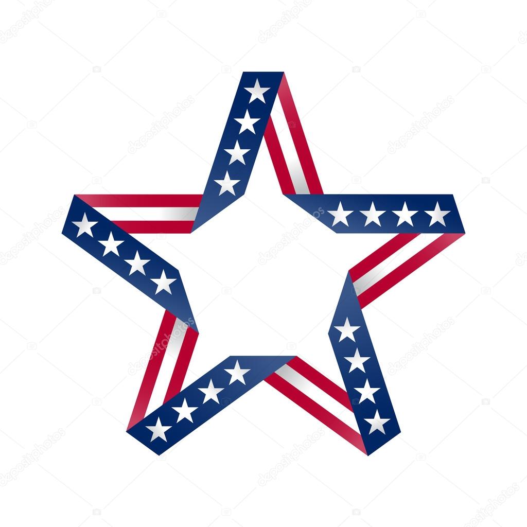 Independence day star from ribbon with flag symbol and colors Stock ...