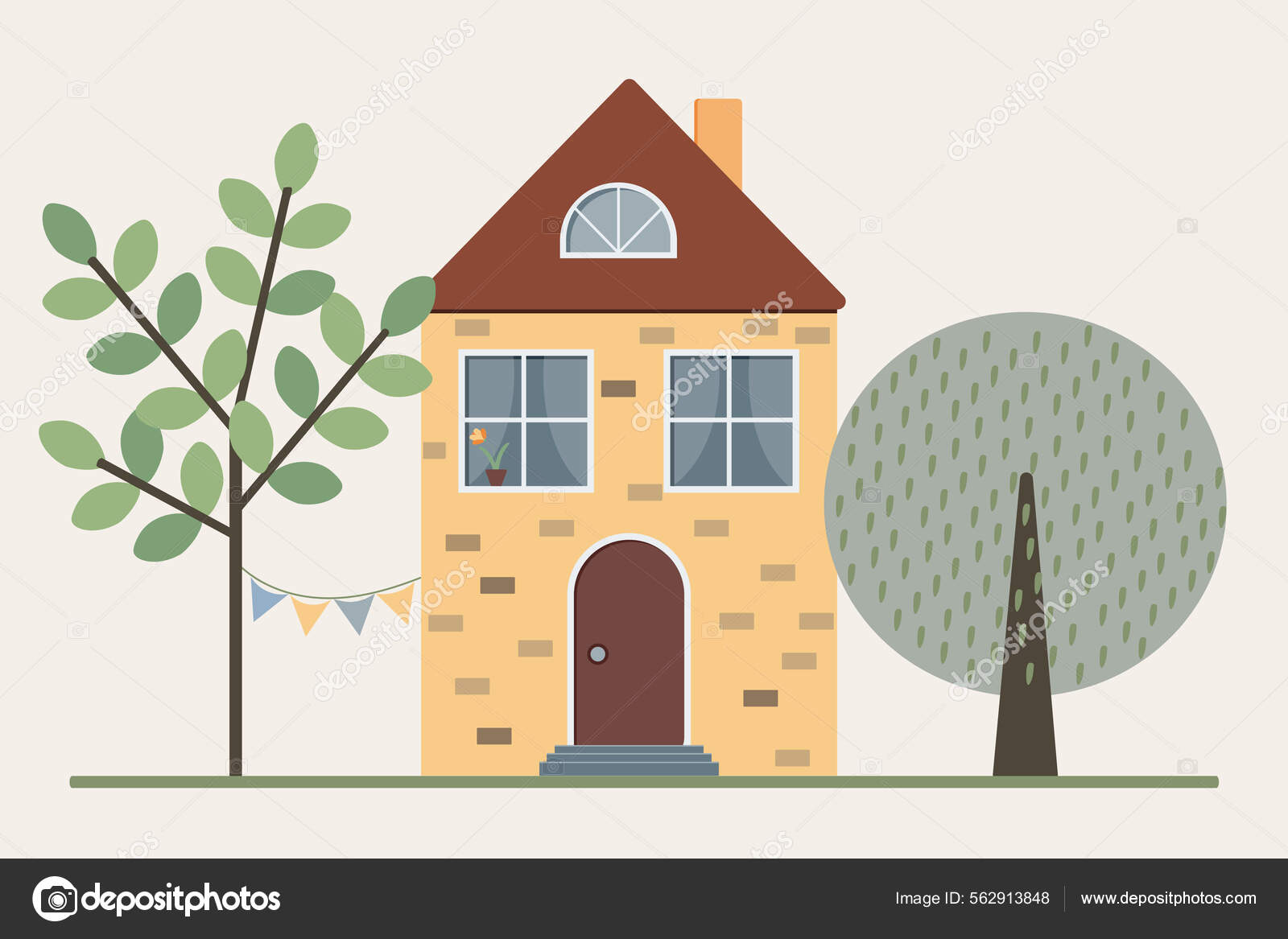House with trees Stock Vector by ©tan4ikk 562913848