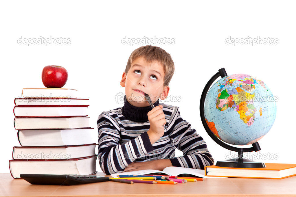 Cute schoolboy is thinking — Stock Photo © bloodua #12830242