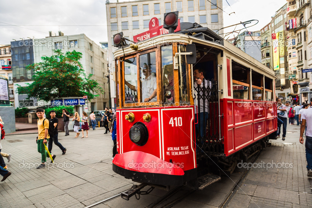 old red tram in taksim, istanbul, turkey – Stock Editorial Photo ...