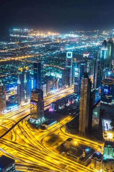 Dubai downtown night scene with city lights, - Stock Image - Everypixel