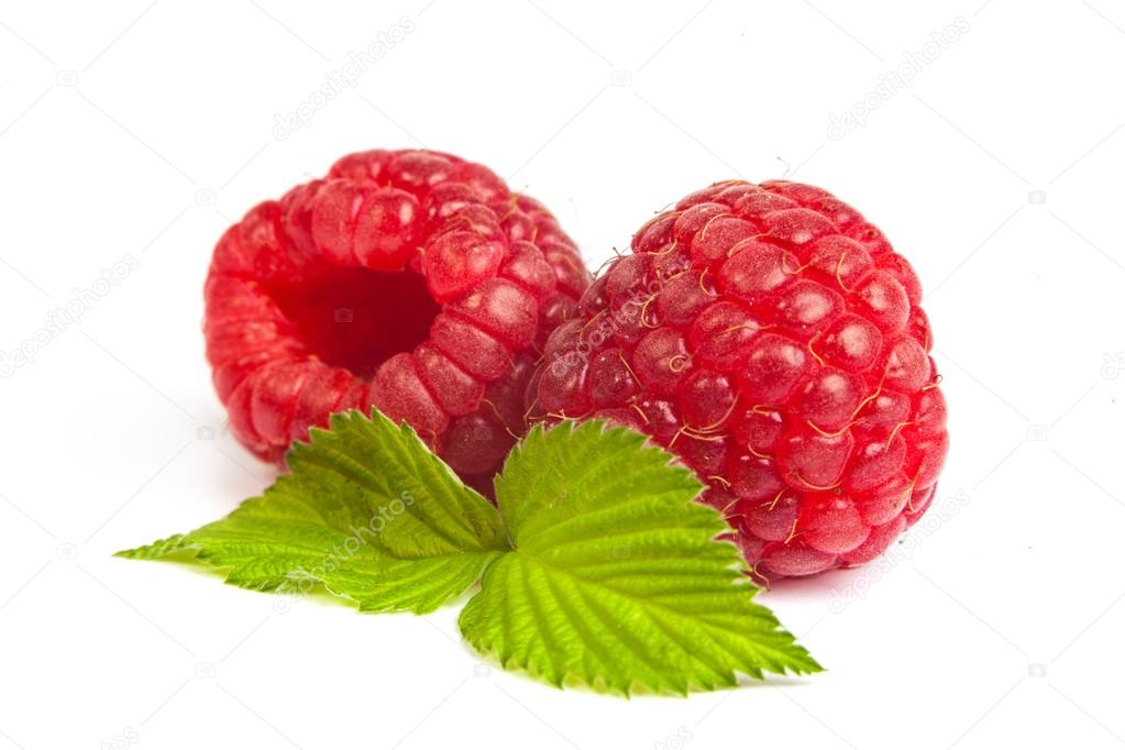 Red raspberry with green leaf Stock Photo by ©bloodua 41173157