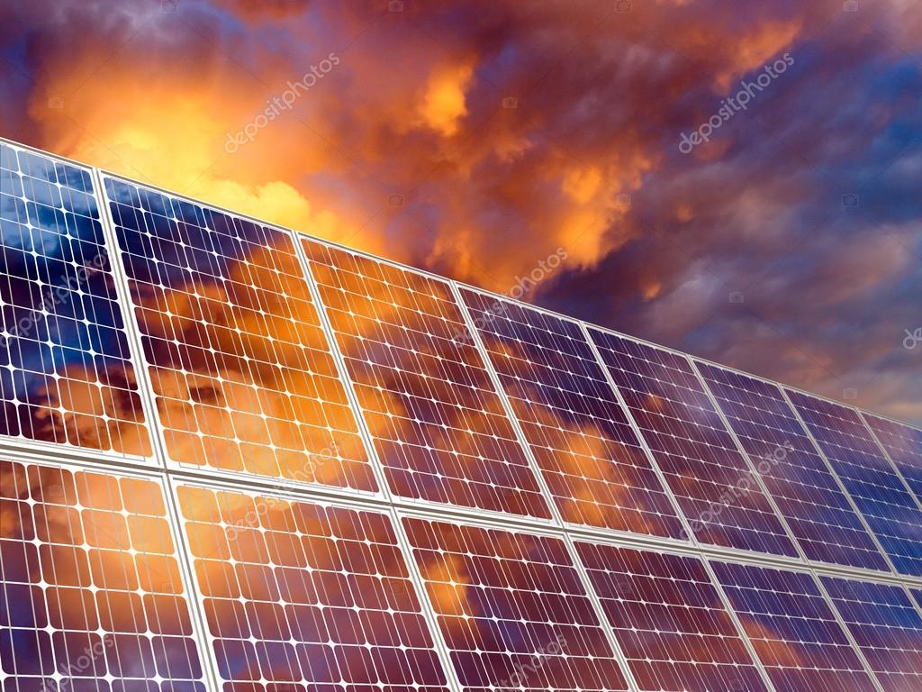 Solar battery on sunset sky background. Stock Photo by ©Leonardi 20322207