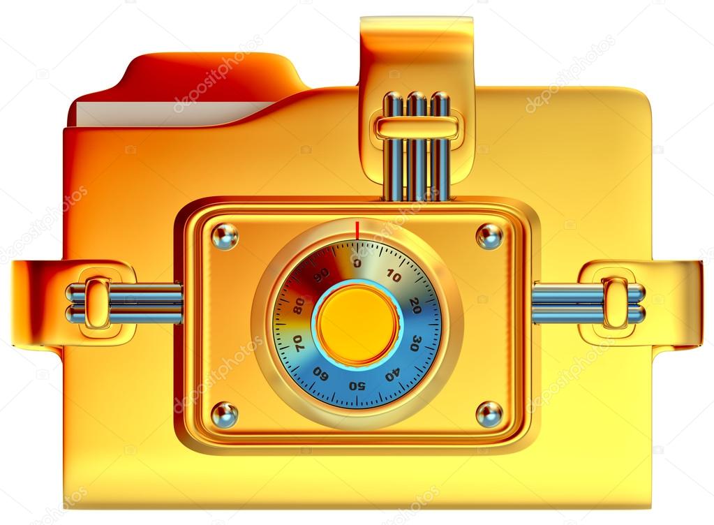 Folder with golden combination lock Stock Photo by ©merzavka 12783331