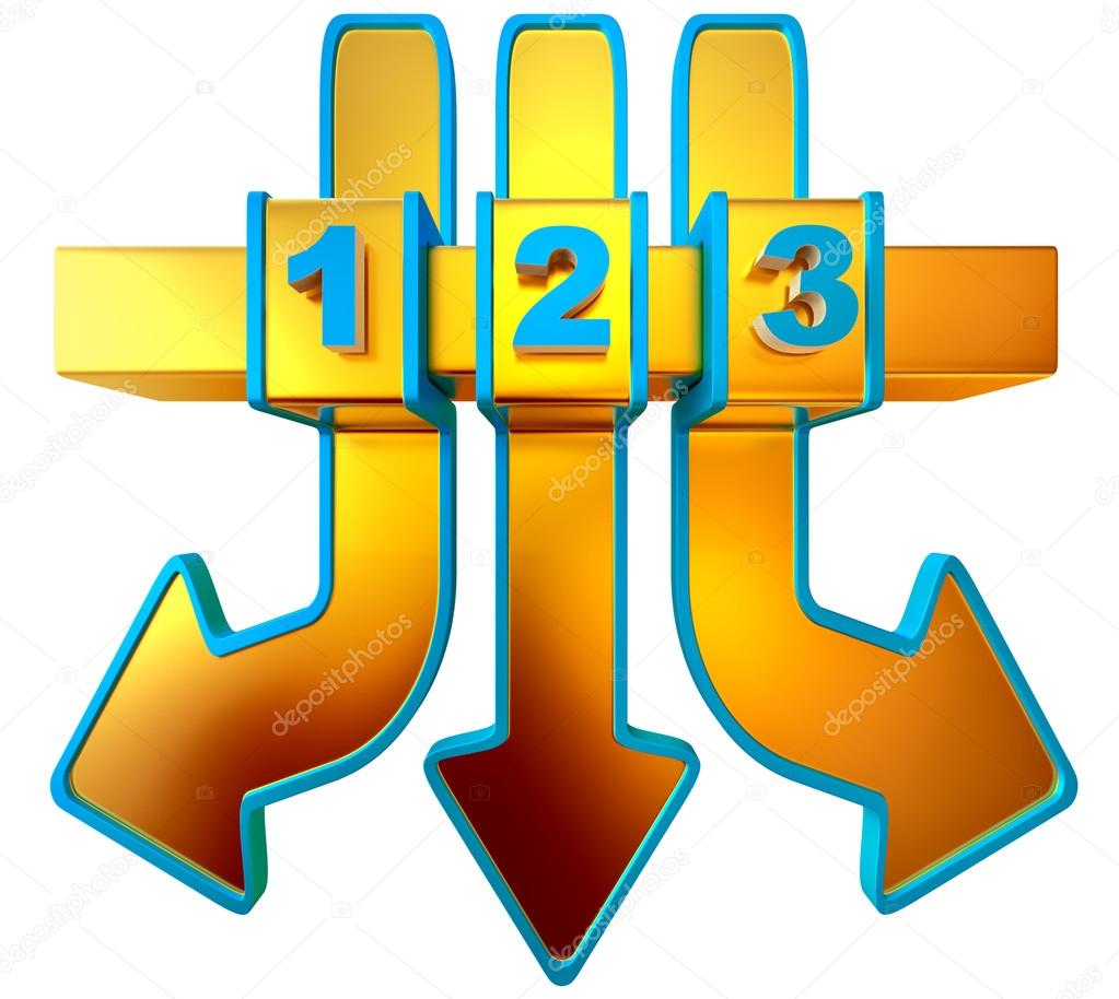 Uno dos tres - símbolo de progreso durante tres pasos Ilustración de ...