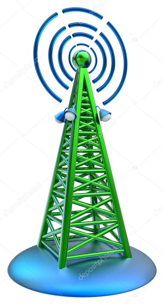 Digital transmitter sends signals from high tower Stock Photo by ...