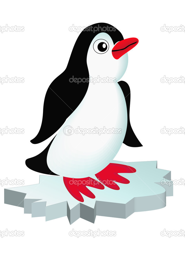 Illustration penguin on block of ice is insulated Stock Vector Image by ...