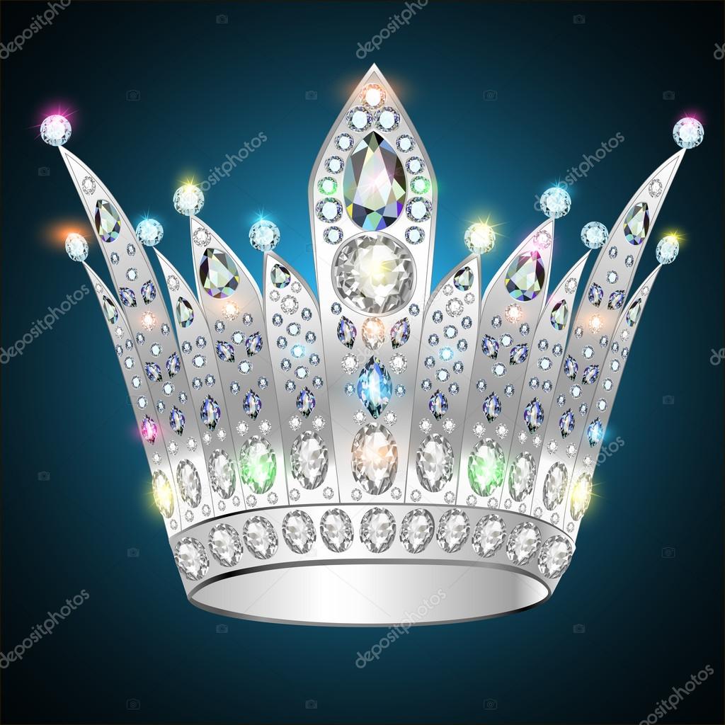 Shiny crown of silver on a blue background Stock Vector Image by ...