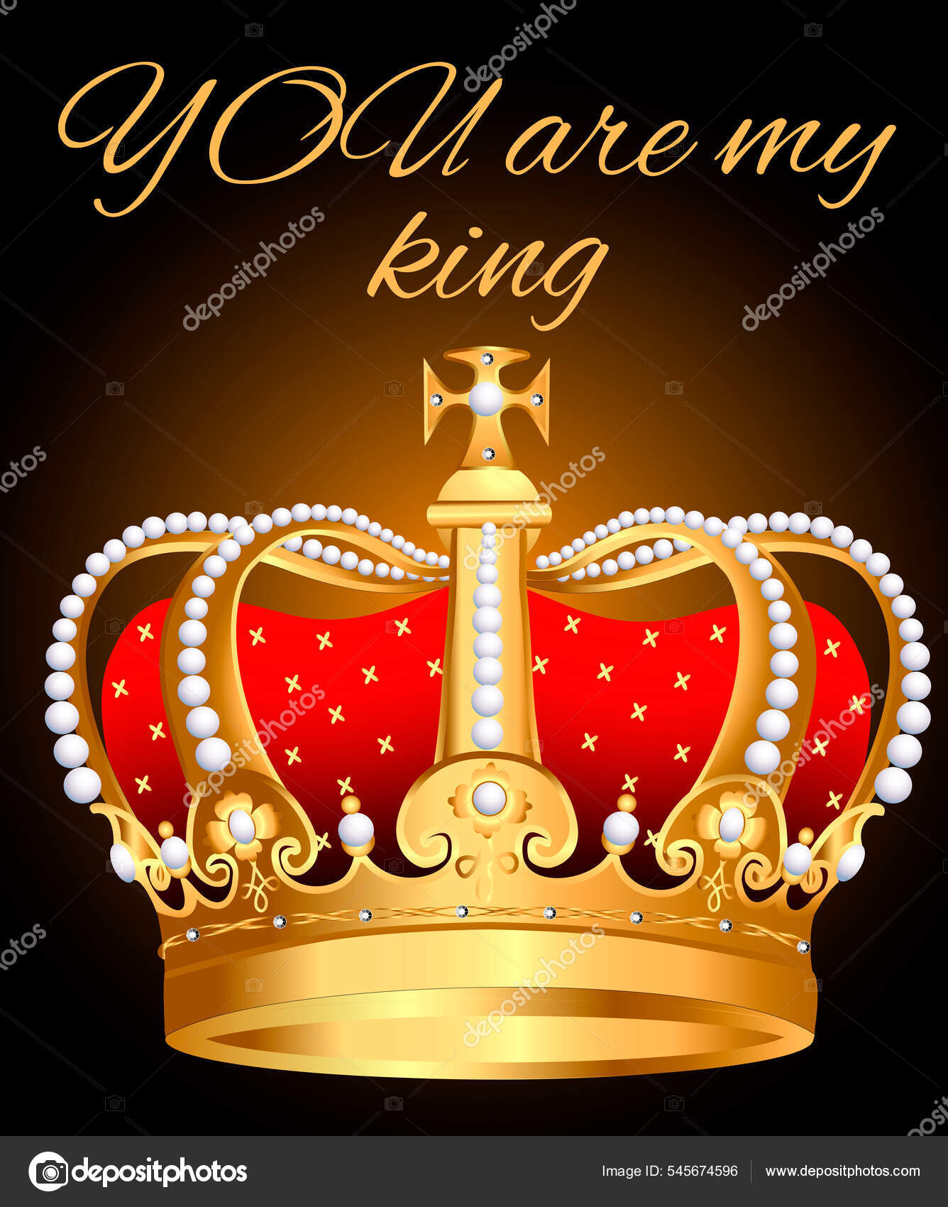 Ilustración Eres Rey Con Corona Dorada Brillante Vector de stock ...