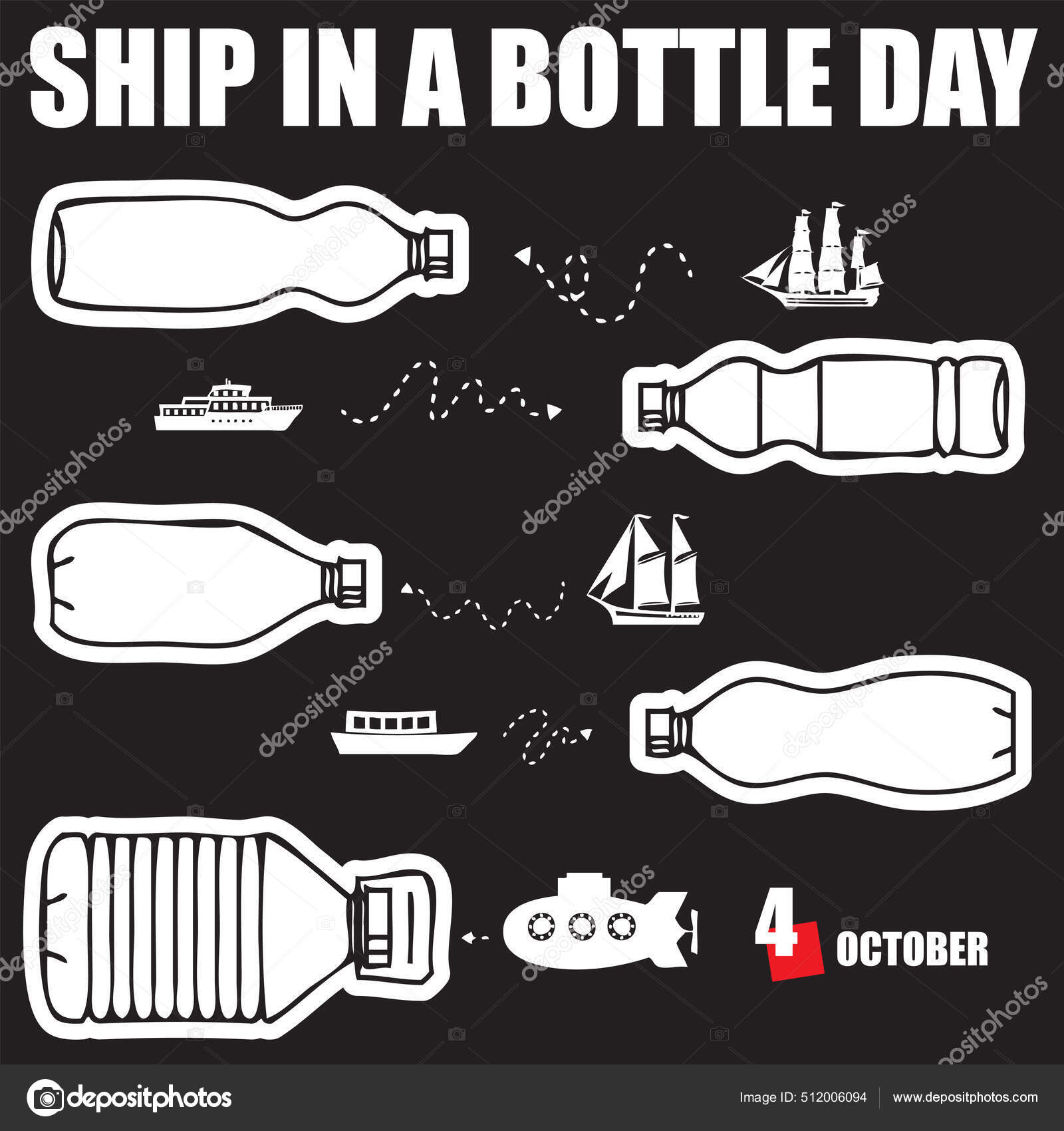 Calendar Event Celebrated October Ship Bottle Day Stock Vector by ...