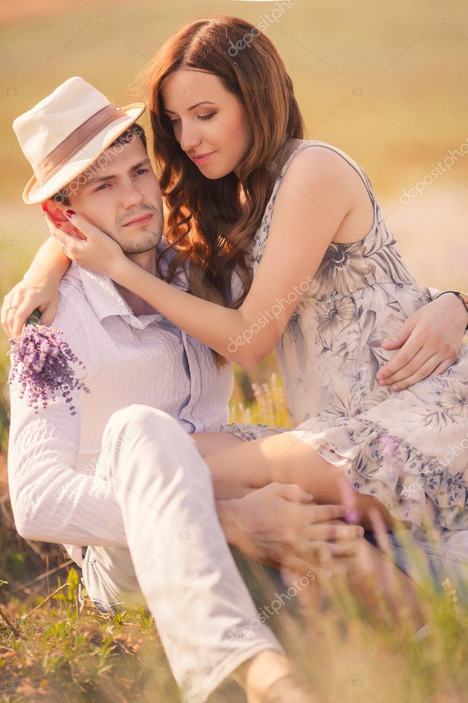 Young Couple In Love Outdoor Stunning Sensual Outdoor Portrait Of Young