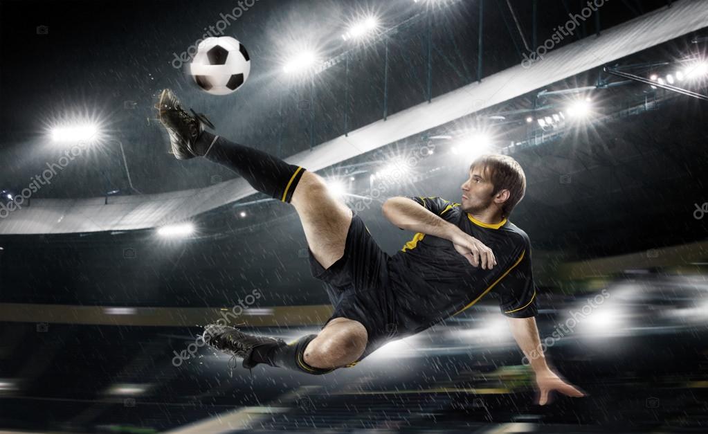 Football player striking the ball — Stock Photo © MikeOrlov #47934097