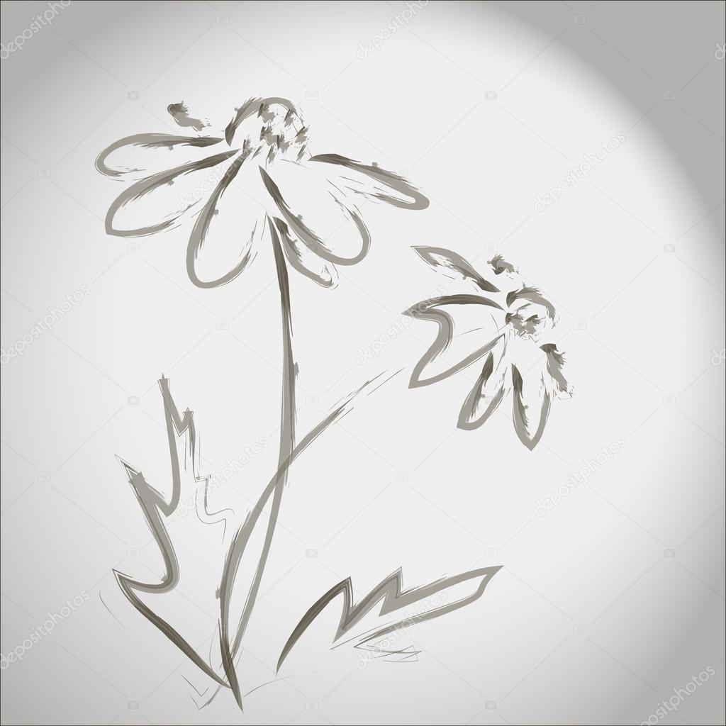 Ink sketch of flowers Stock Vector Image by ©Valenty #23201204