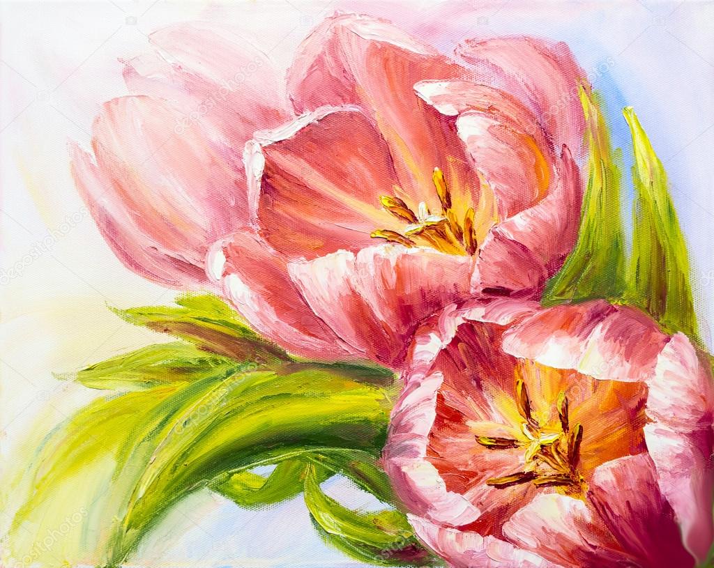 Pictures : tulips to paint | Tulips, oil painting on canvas — Stock ...