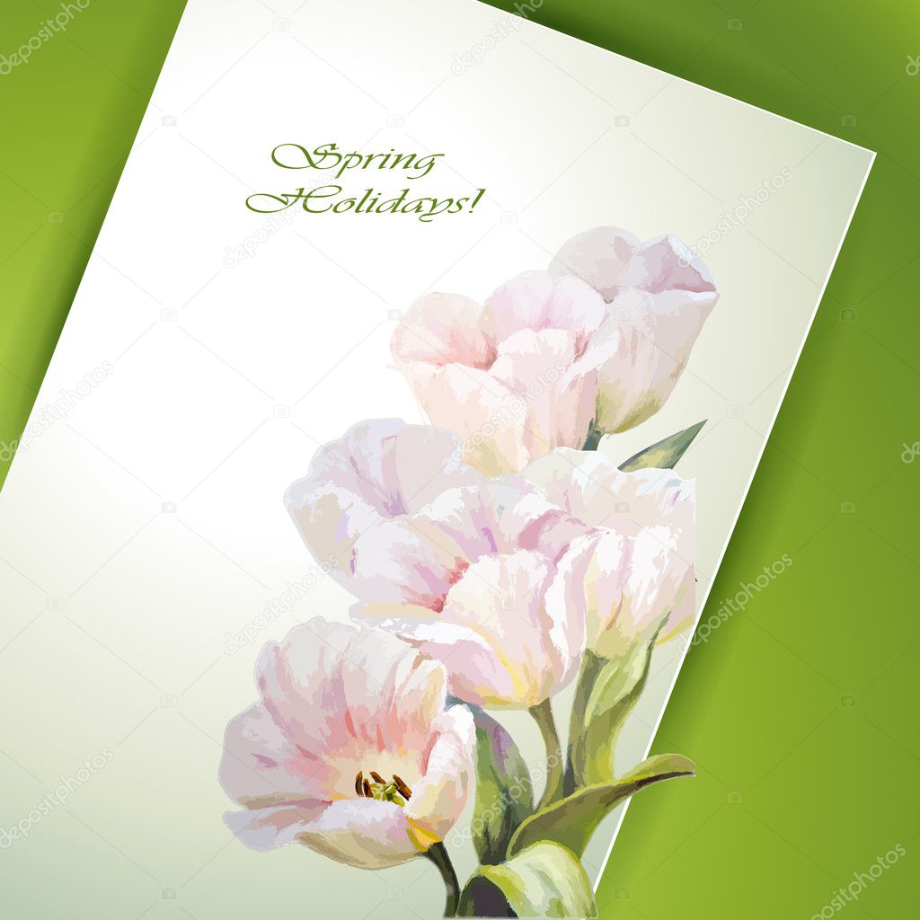 Spring flowers invitation template card. Stock Vector by ©Valenty 42054287