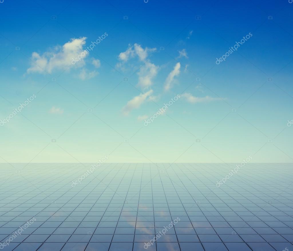 Blue sky and mirror floor Stock Photo by ©avlntn 40793879