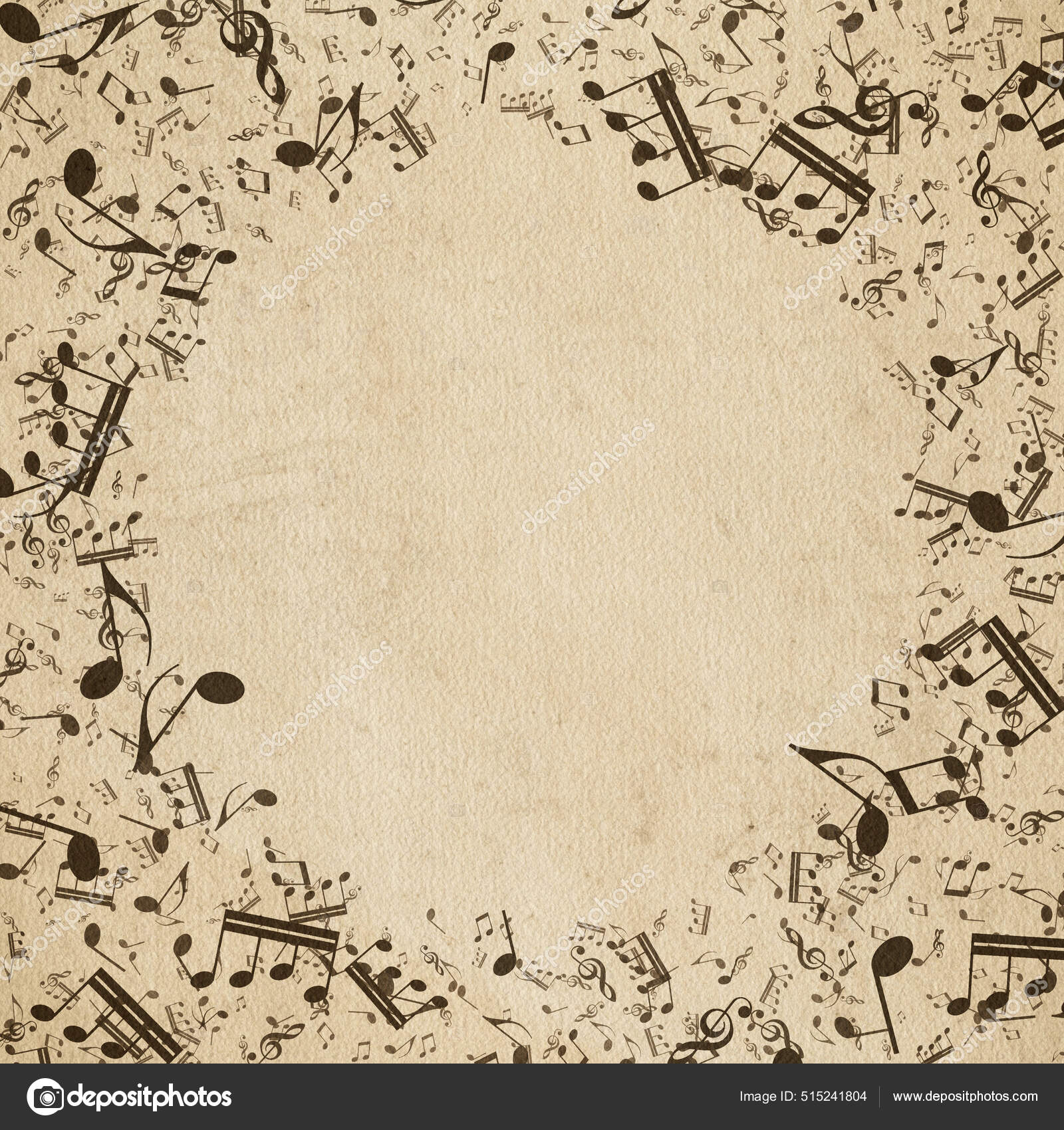 Grunge Musical Background Old Paper Texture Music Notes — Stock Photo ...