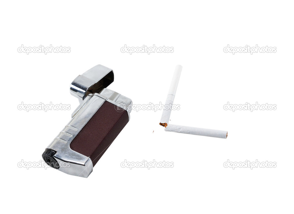 Lighter with a broken cigarette — Stock Photo © astral #23364682