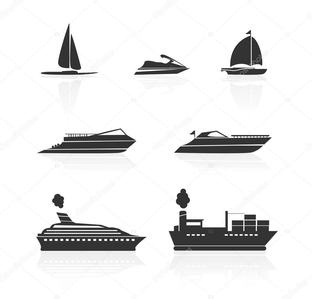 Boats and ships icons set — Stock Vector © Olegro #28990329