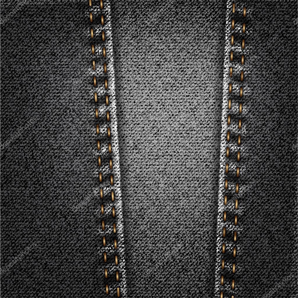 Black Jeans Denim Fabric Texture With Stitch Stock Photo by ©vittore ...