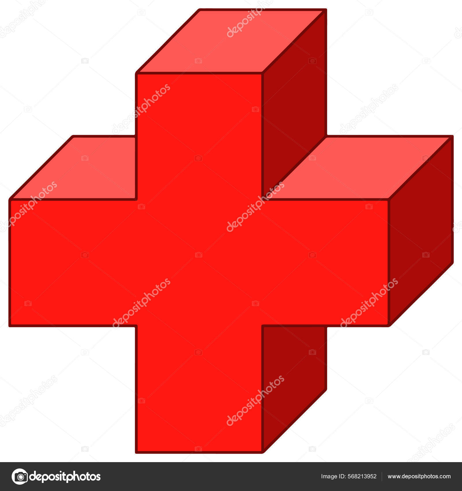 Vector Image Geometric Figure Volumetric Red Cross Stock Vector by ...