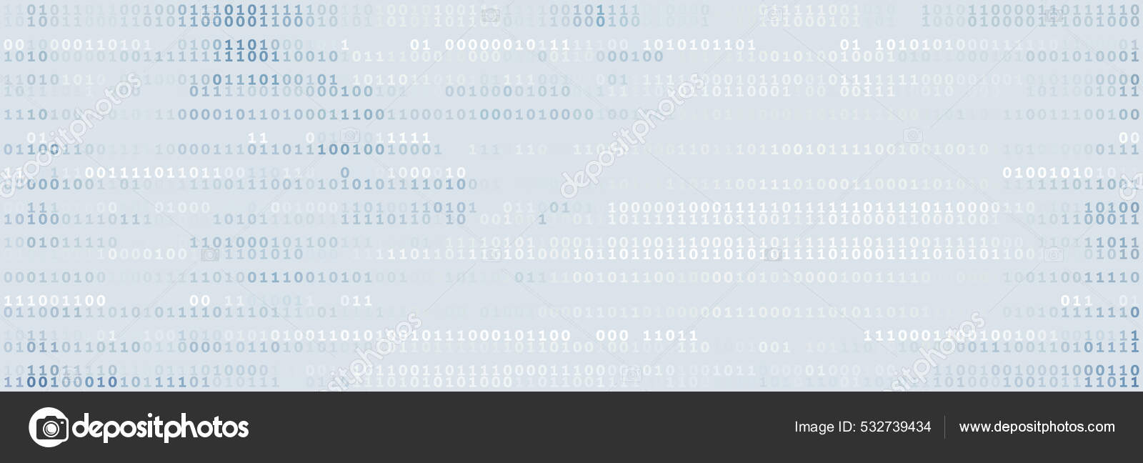 Digital Template Binary Code Rows Bluish Gray Background Wide Vector ...