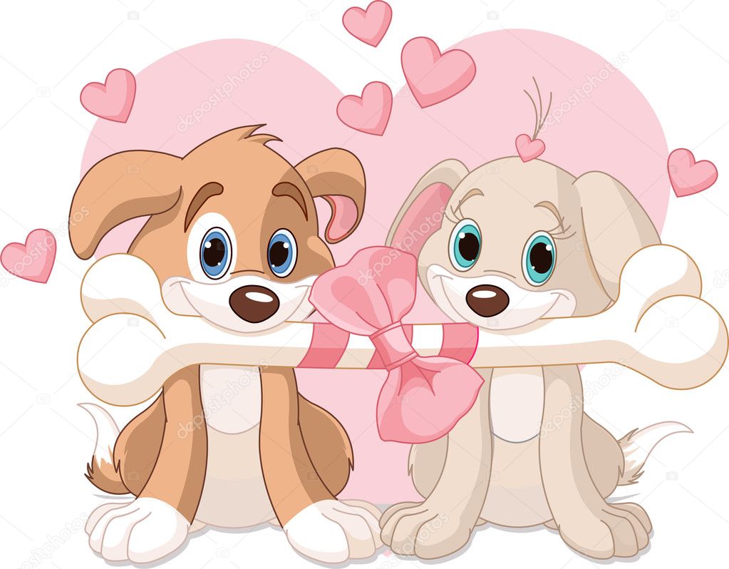 Two Valentine dogs — Stock Vector © Dazdraperma #19046035