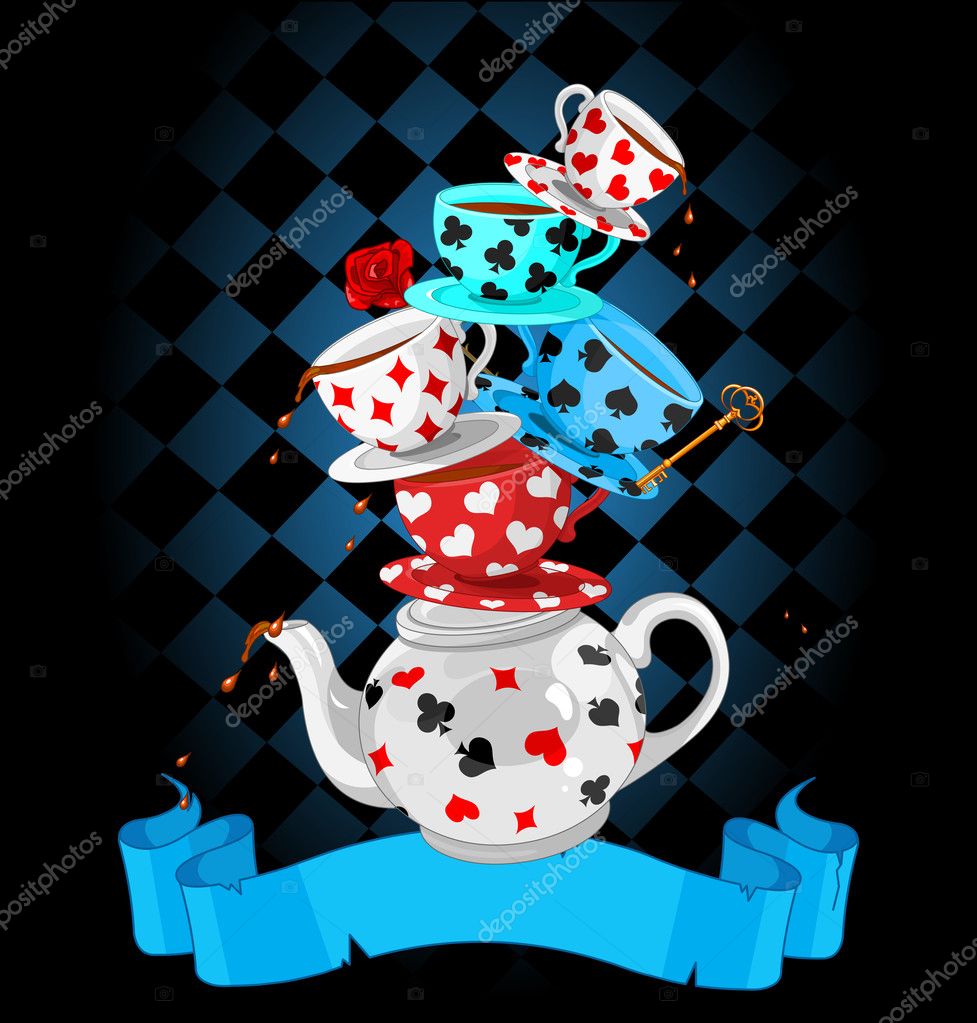 Wonderland Mad Tea Party Pyramid design — Stock Vector © Dazdraperma ...