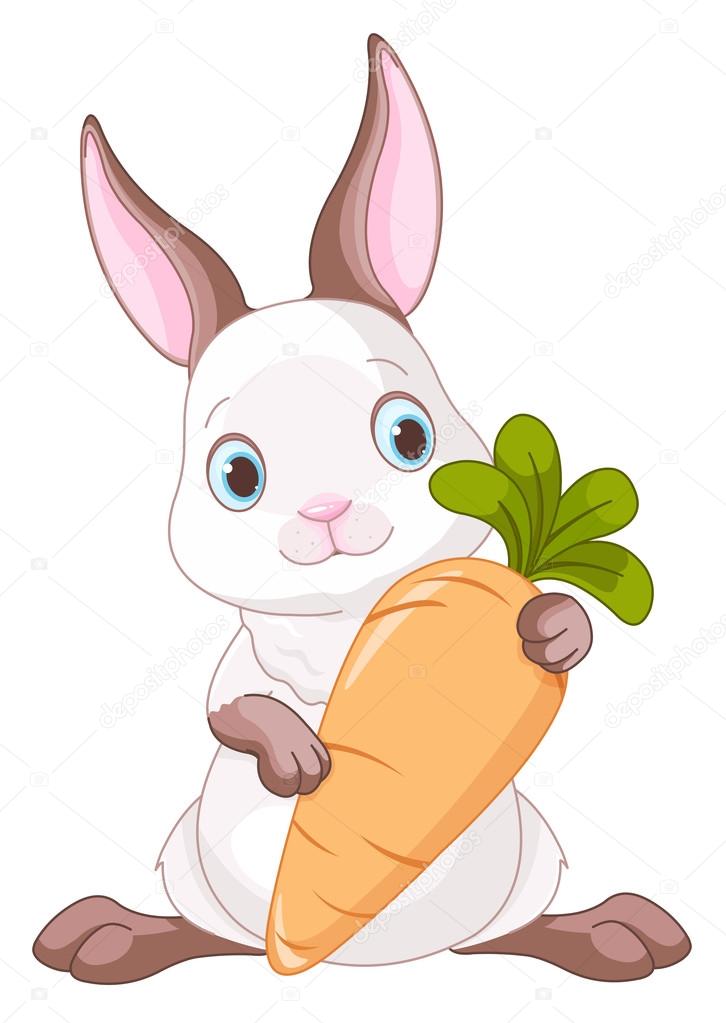 Cute Bunny With Carrot Clipart
