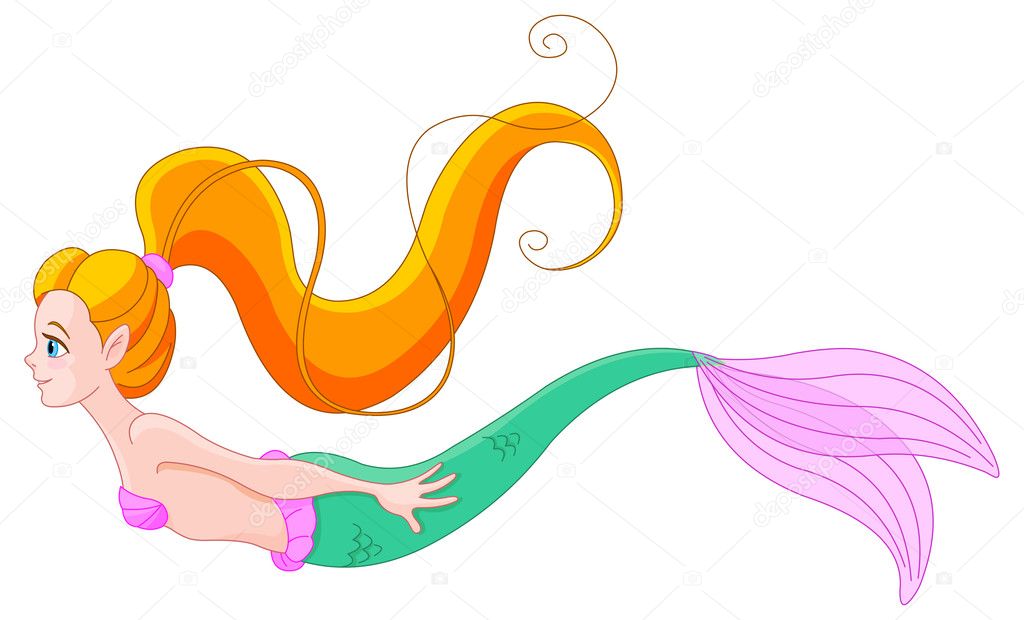 Red haired mermaid Stock Vector Image by ©Dazdraperma #49801009