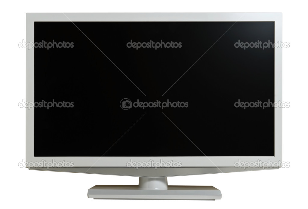 Monitor with a black screen, isolated, contours saved. Stock Photo by ...